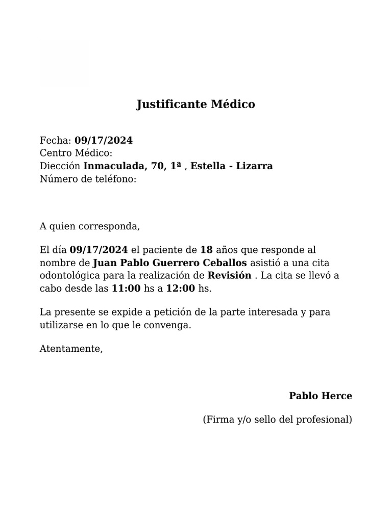 Justificante Medico | PDF