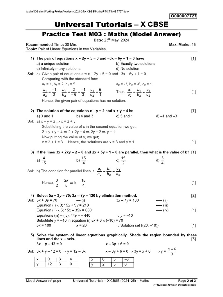 Universal Tutorials: - X Cbse | PDF