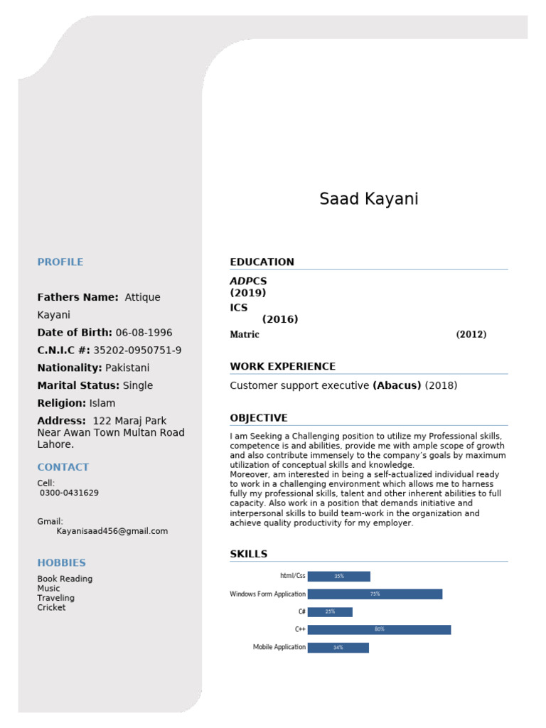 Saad Kayani CV | PDF