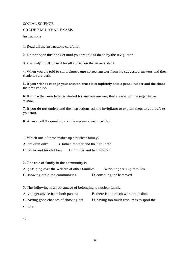 Grade 7 Paper 1 Social Science | PDF
