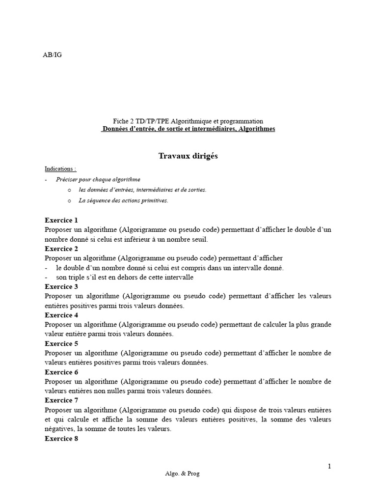td2 Algo | PDF
