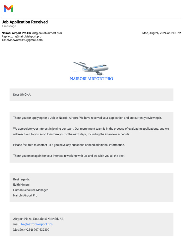 Gmail - Job Application Received | PDF | Career & Growth