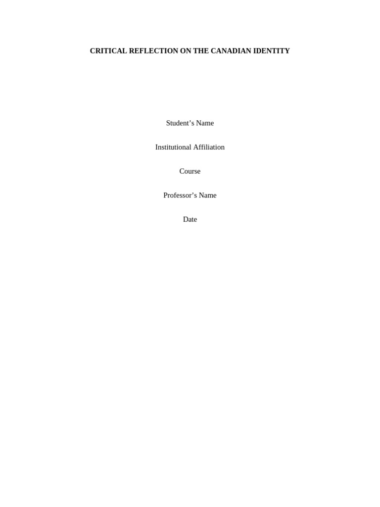 Critical Reflection On The Canadian Identity | PDF | Canada | Identity ...