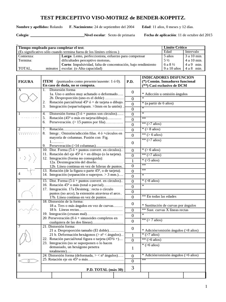 4. PROTOCOLO DE CORRECCIÓN BENDER | PDF