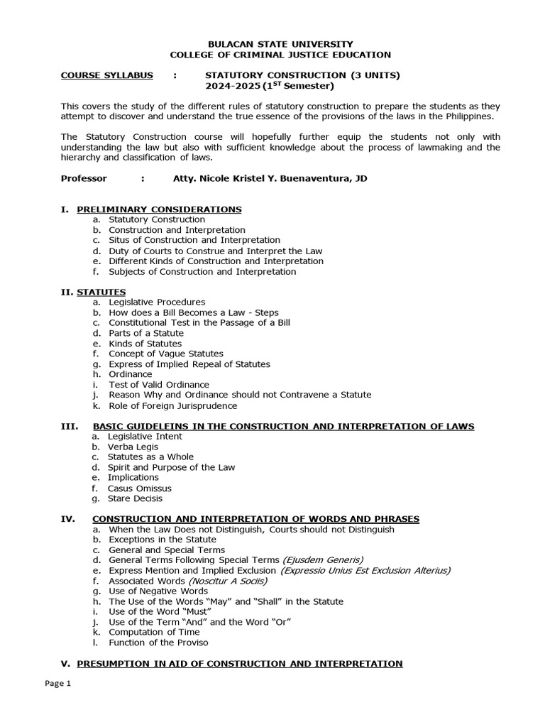 StatCon BulSU Syllabus 1 | PDF