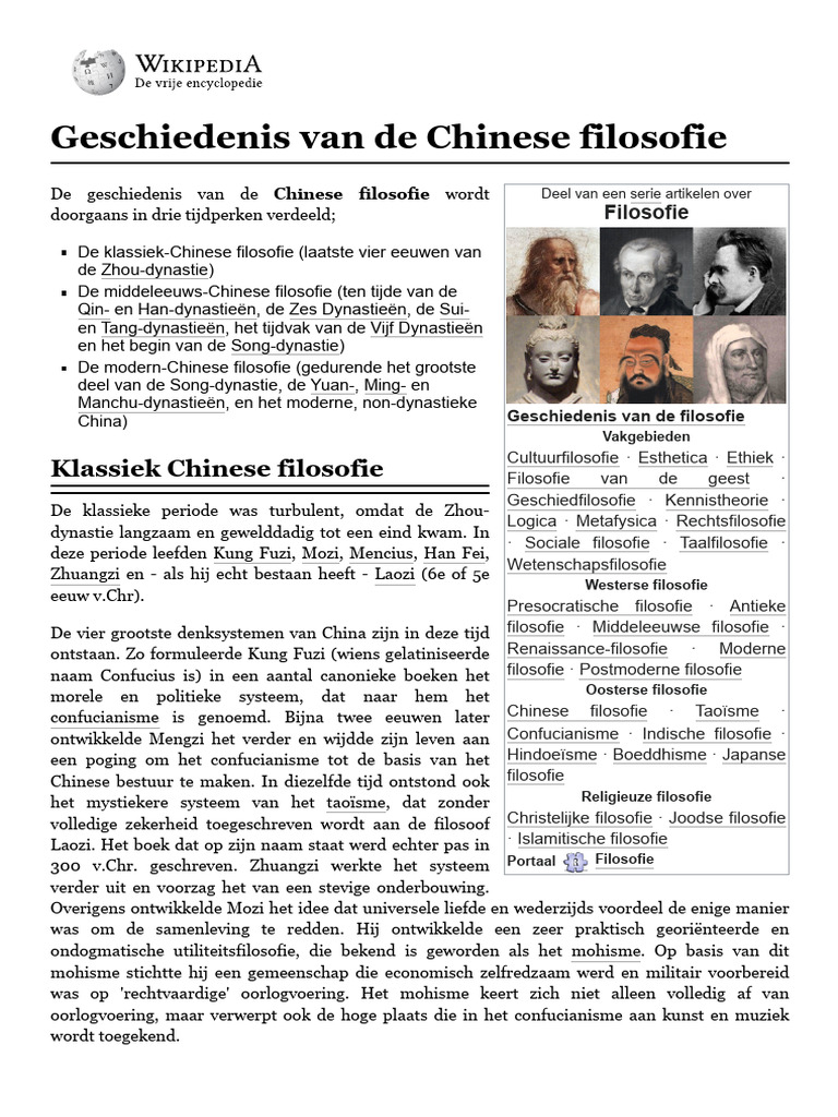 Geschiedenis Van de Chinese Filosofie - Wikipedia | PDF