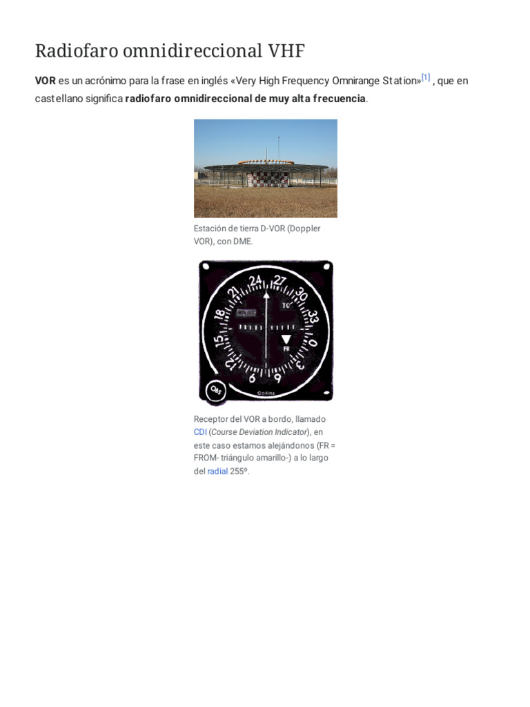 Radiofaro Omnidireccional VHF - Wikipedia, La Enciclopedia Libre | PDF