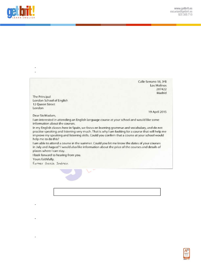 gb! WS B1 - 3.5 Writing File- Formal letters | PDF