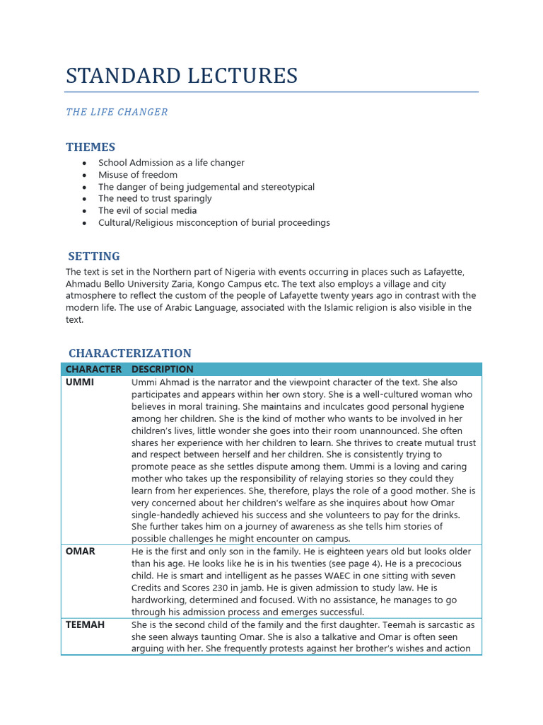 Standard Lectures: Themes | PDF