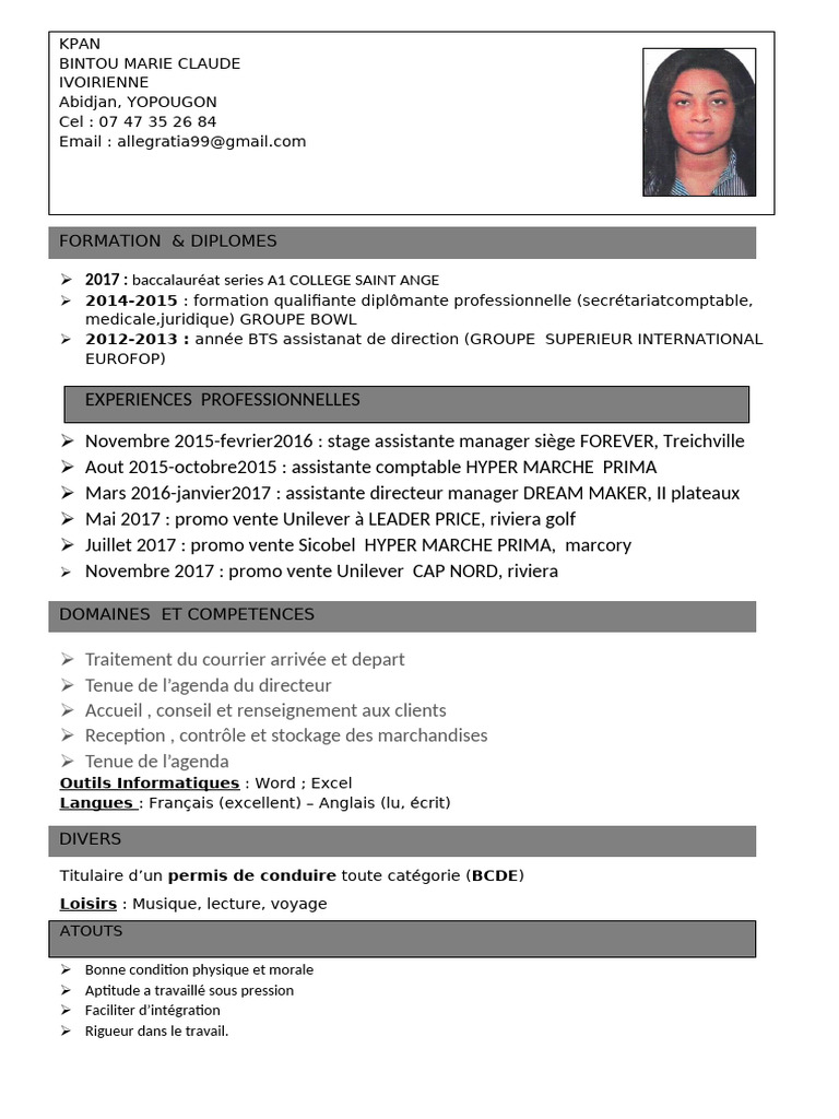 Cv Marie Claude | PDF
