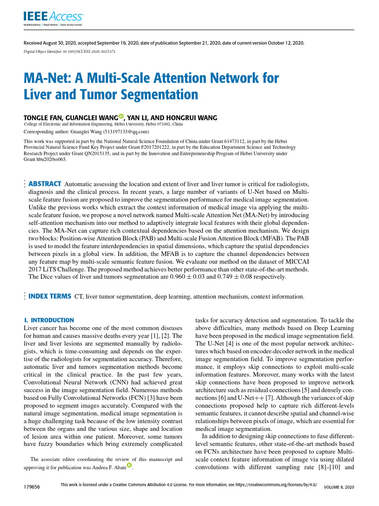 Ma Net A Multi Scale Attention Network For Liver And Tumor Segmentation Pdf