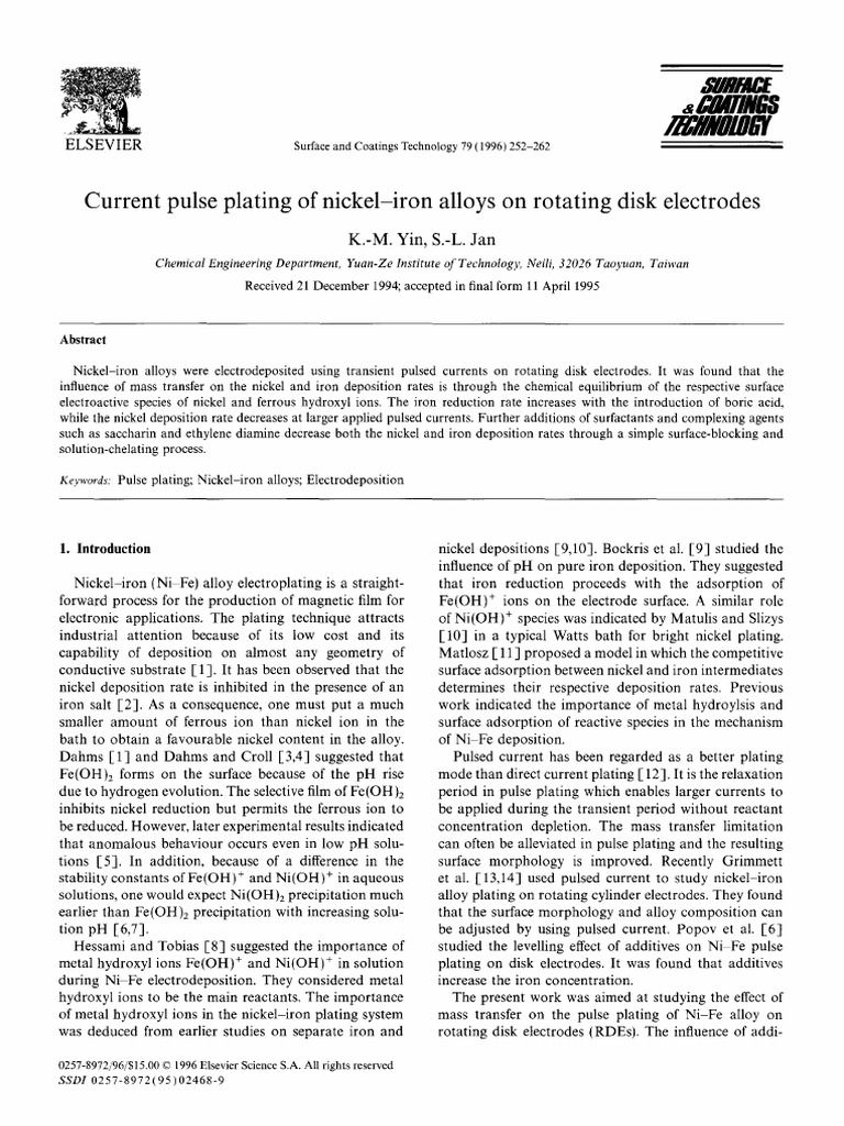 Current Pulse Plating of Nickel-Iron Alloys On Rotating Disk Electrodes ...
