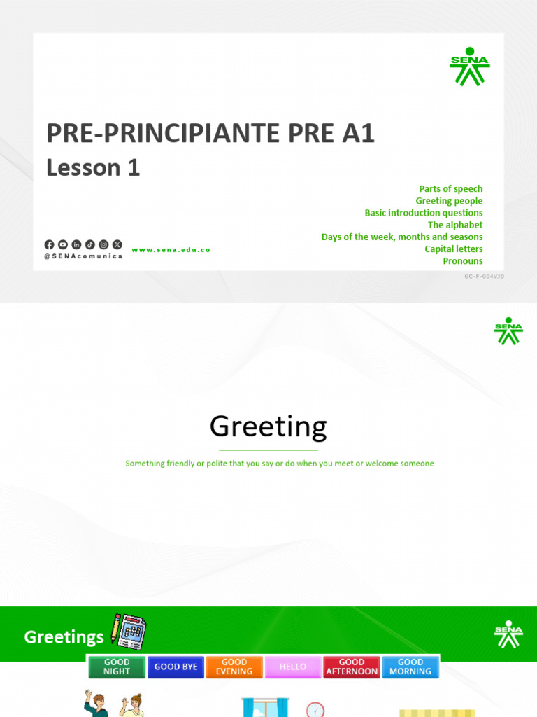 PreA1 Lesson 1 | PDF