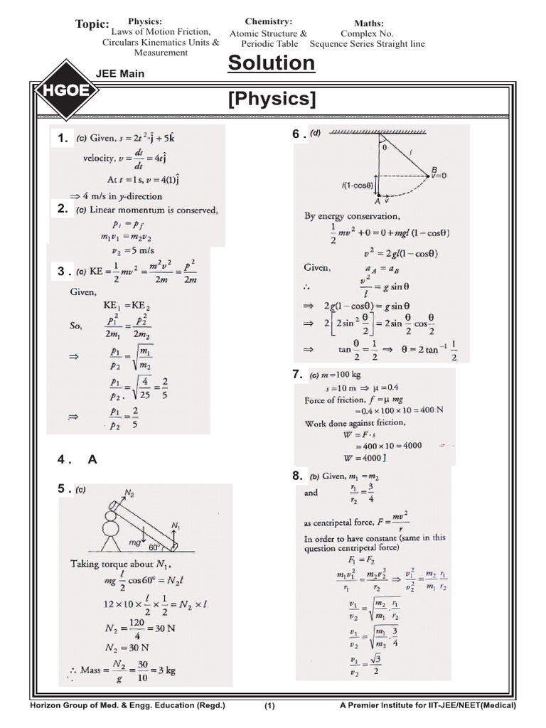 Laws of Motion Friction, Atomic Structure,Complex NO | PDF