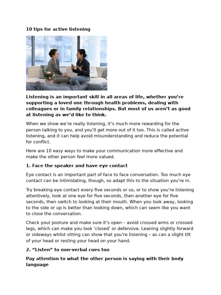 10 Tips For Active Listening | PDF