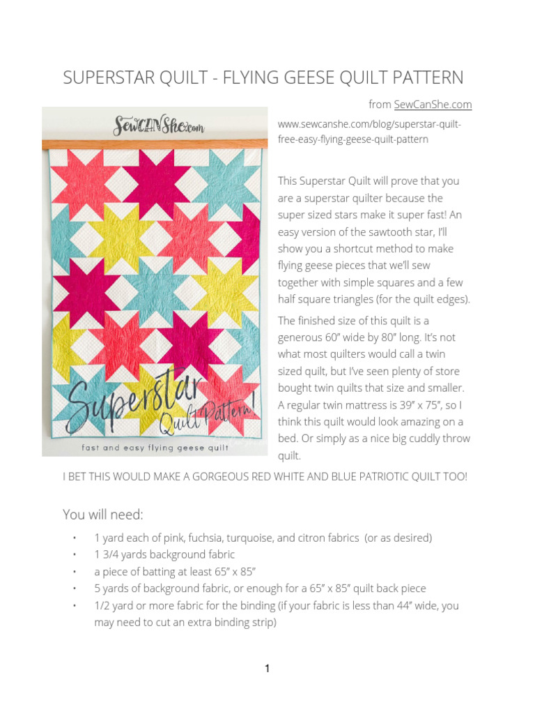 Superstar Quilt | PDF