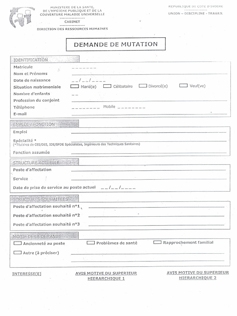 Demande de Mutation Mshpcmu DRH 09022022-1 | PDF