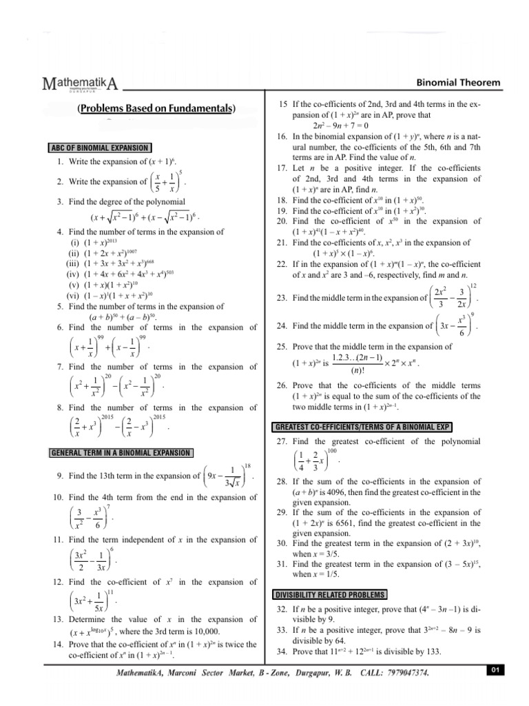 Binomial Theorem DPP01 24 | PDF