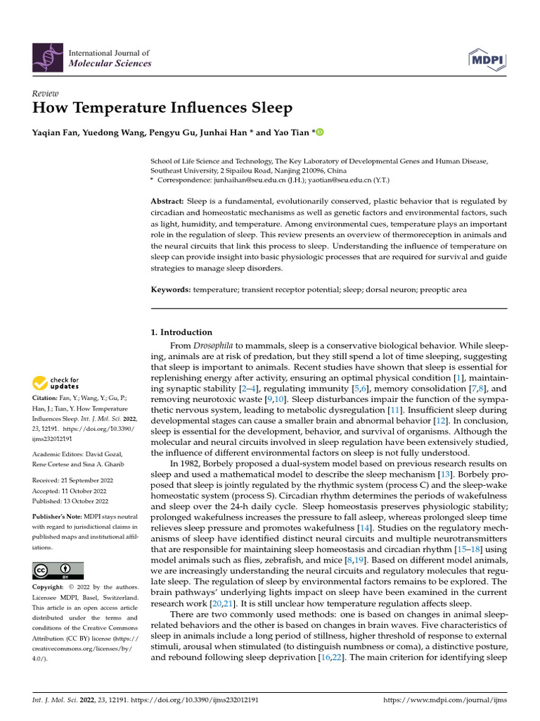 How Temperature Influences Sleep | PDF