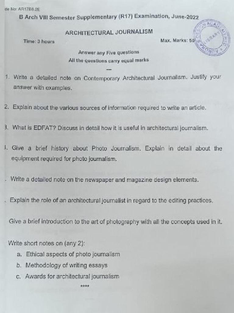 Journalism Q Papers | PDF