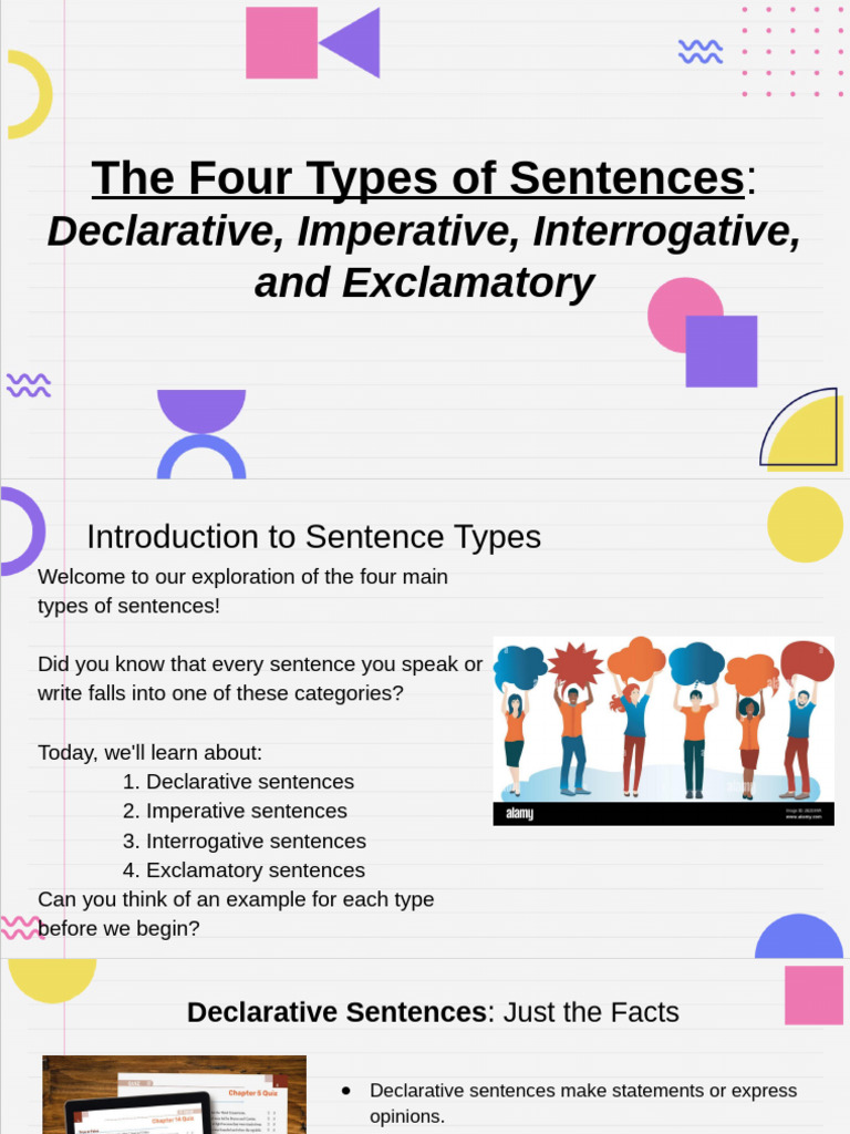 Q1.2 The Four Types of Sentences Declarative Imperative Interrogative ...