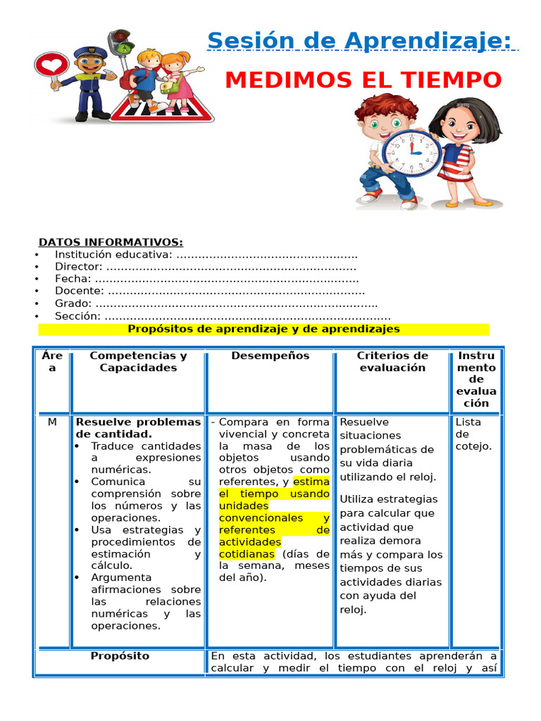 1° SESIÓN DÍA 3 MAT MEDIMOS EL TIEMPO | PDF