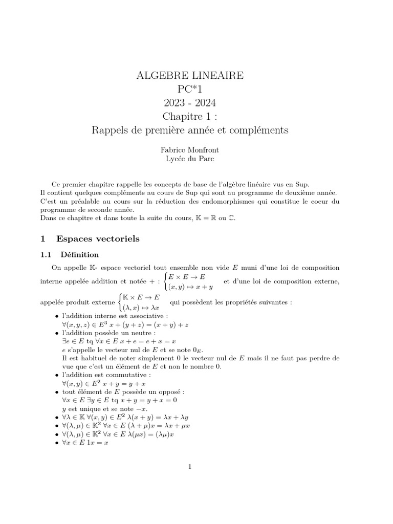 Alg Lin 23 24 Chap 1 | PDF