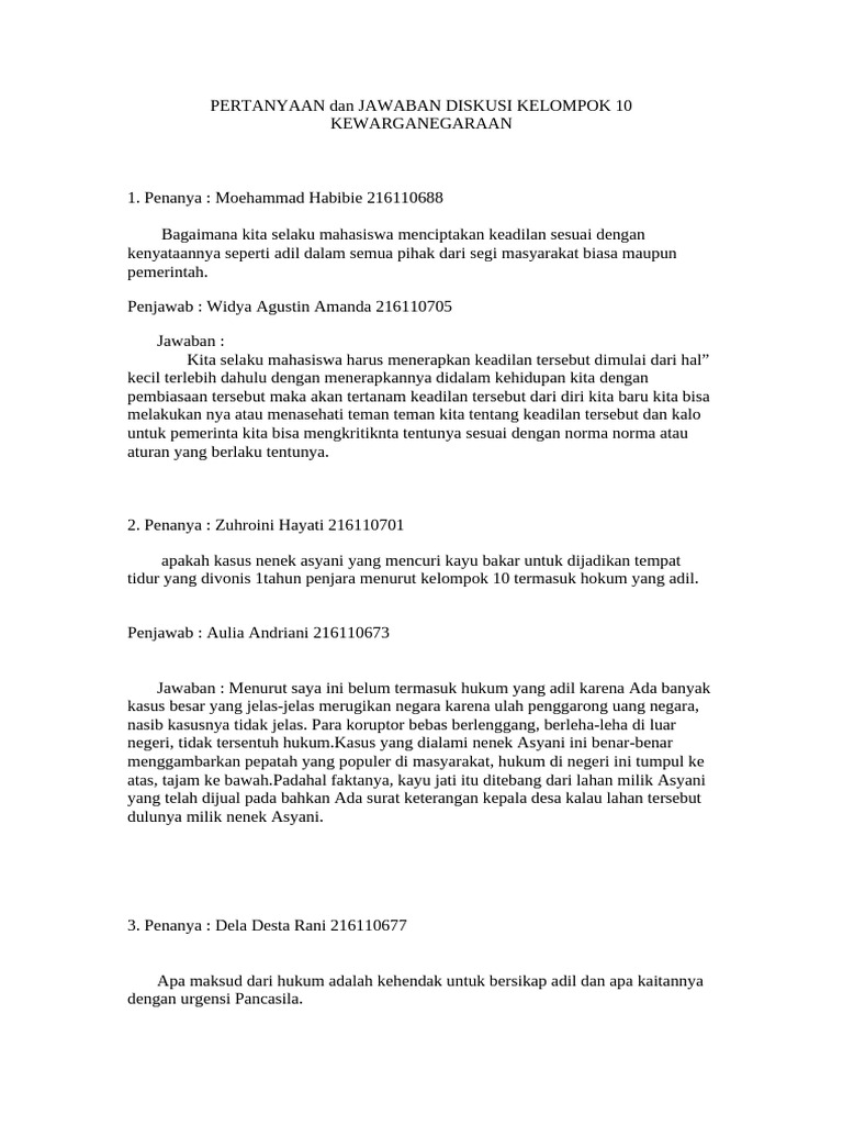 Notulen Hasil Diskusi KLPK 10 KWN | PDF