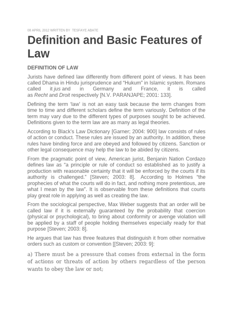 Definition and Basic Features of Law | PDF | Crimes | Law