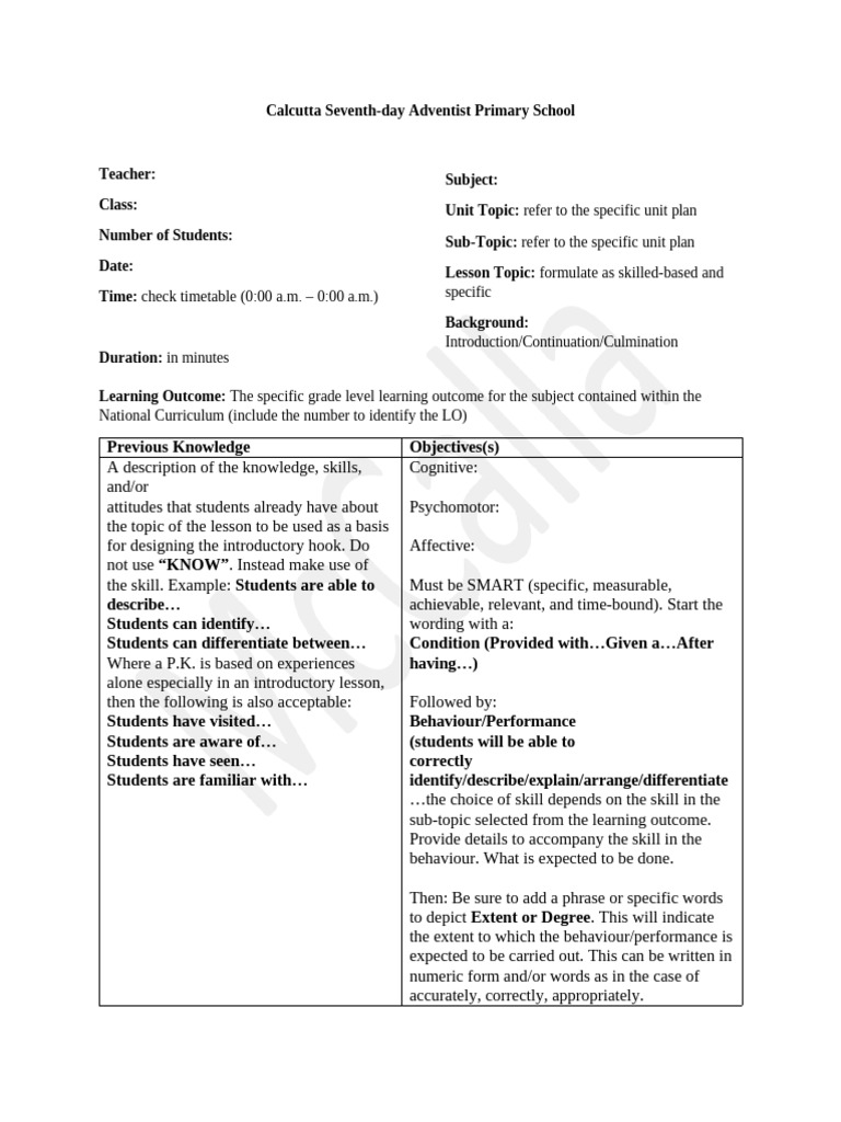 BAJC MM Lesson Plan Template | PDF