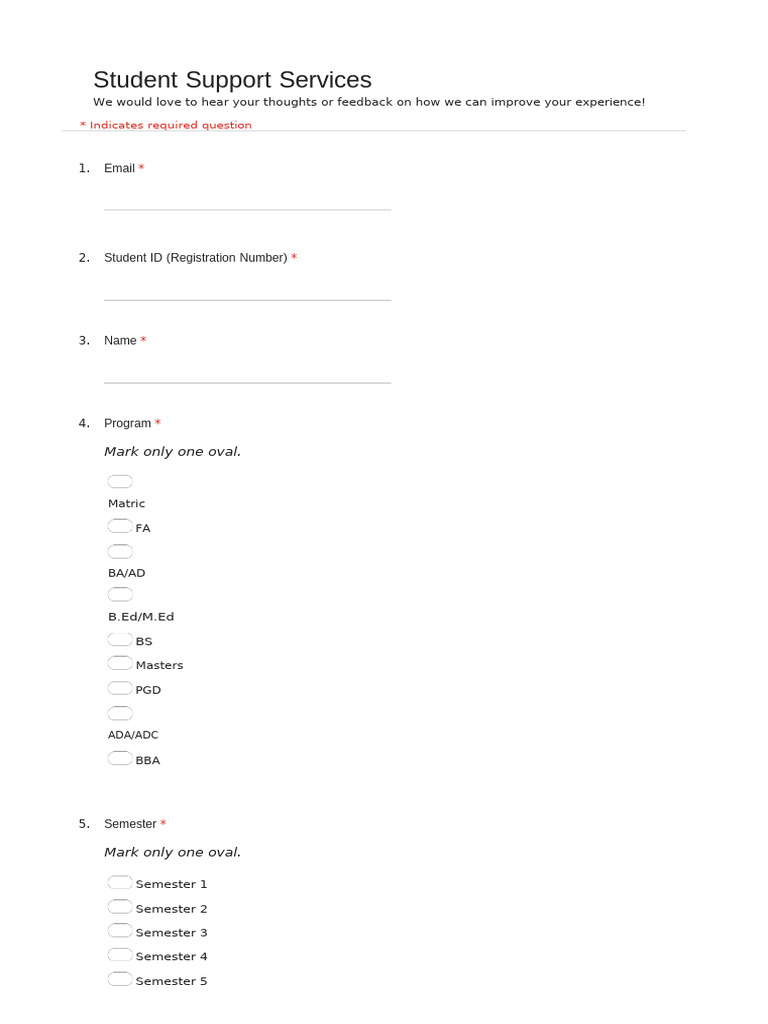 Student Feedback - Google Forms | PDF