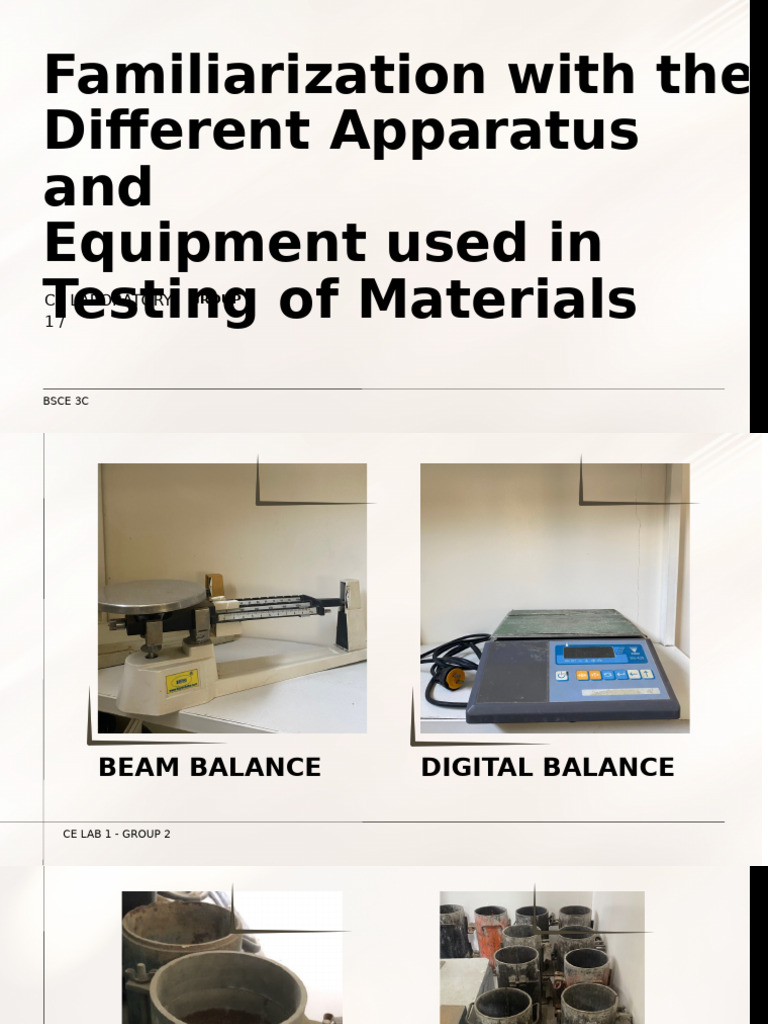Familiarization With The Different Apparatus and Equipment Used in ...