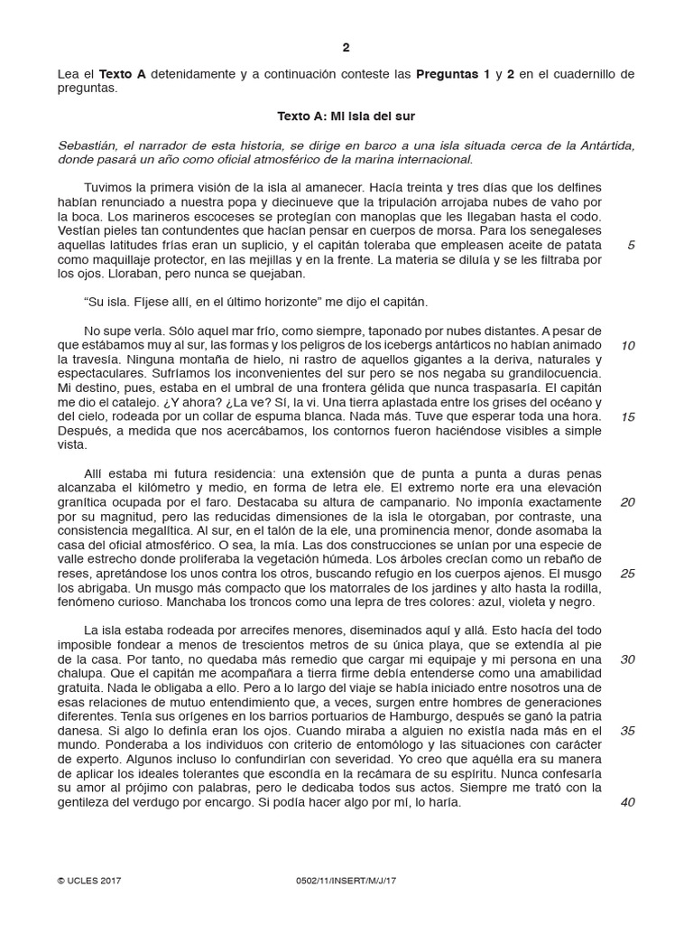 Paper 5 Texto A. Mi isla del sur B. Argentina en la Antártida | PDF