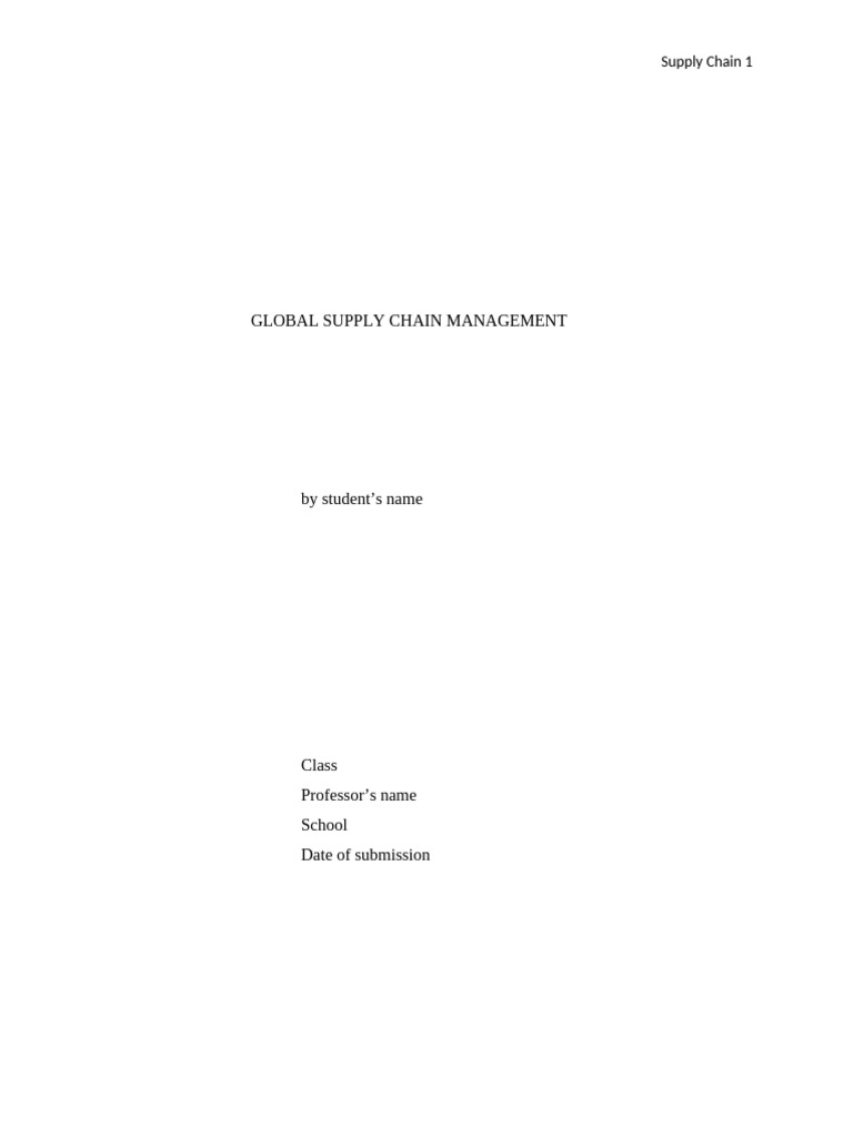 Global Supply Chain Management Pdf