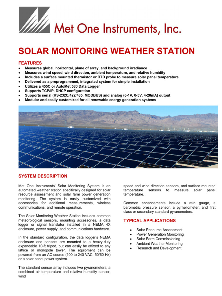 Photovoltaic-Facility-Weather-Station-Data-Sheet-Rev-5E | PDF