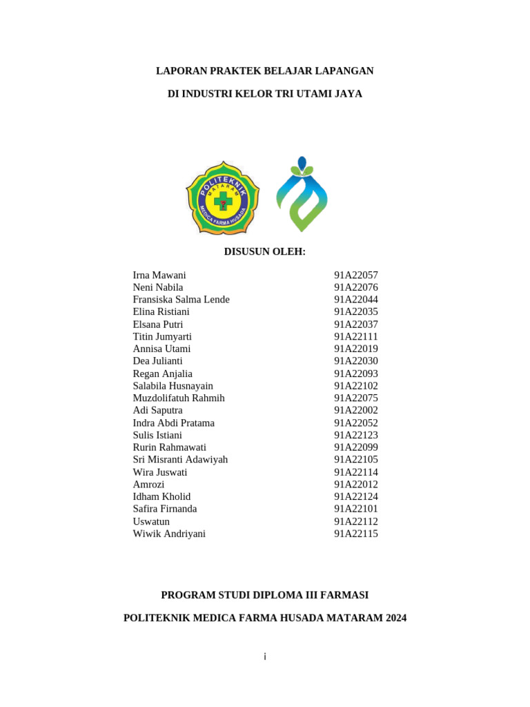 Laporan Praktek Belajar Lapangan 2024 | PDF