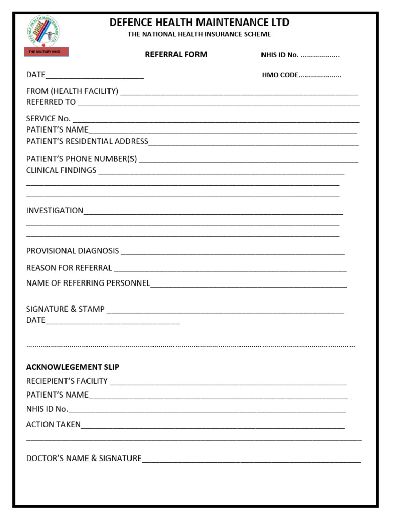 NHIS - Referal-Form | PDF