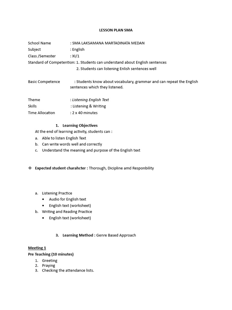 Uts Rols Lesson Plan Sma | PDF