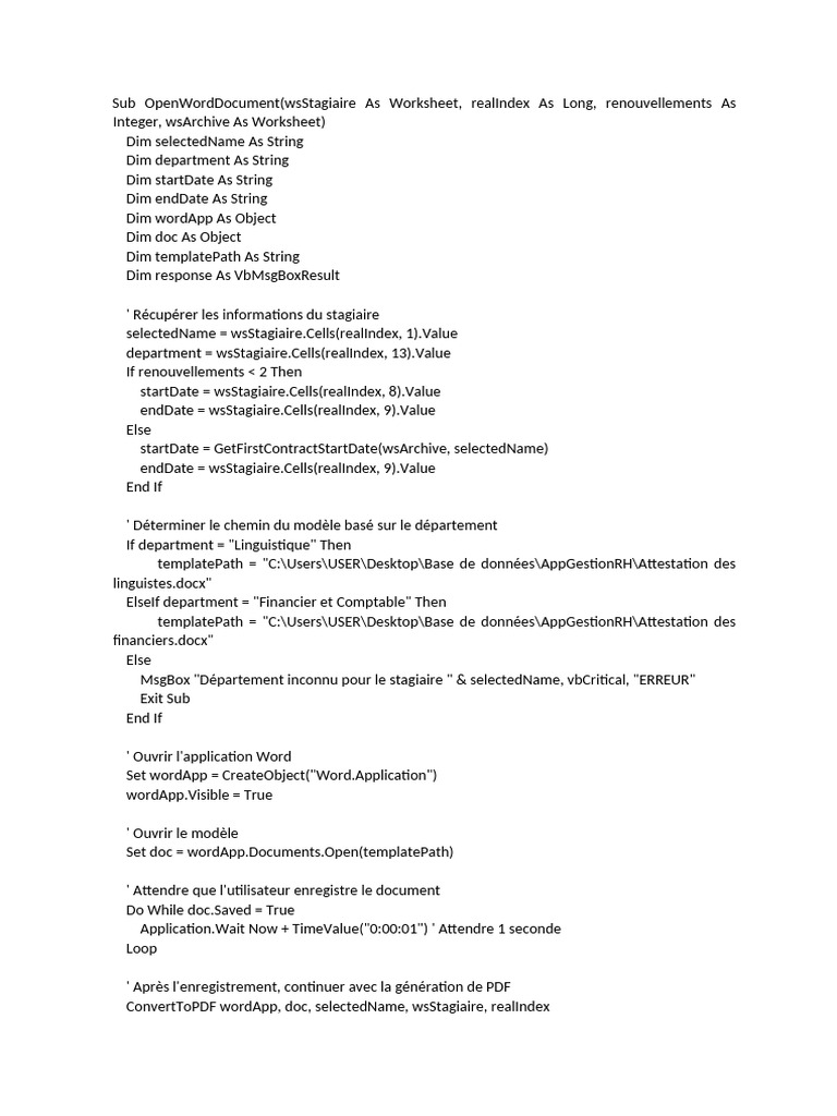 Sub OpenWordDocument | PDF