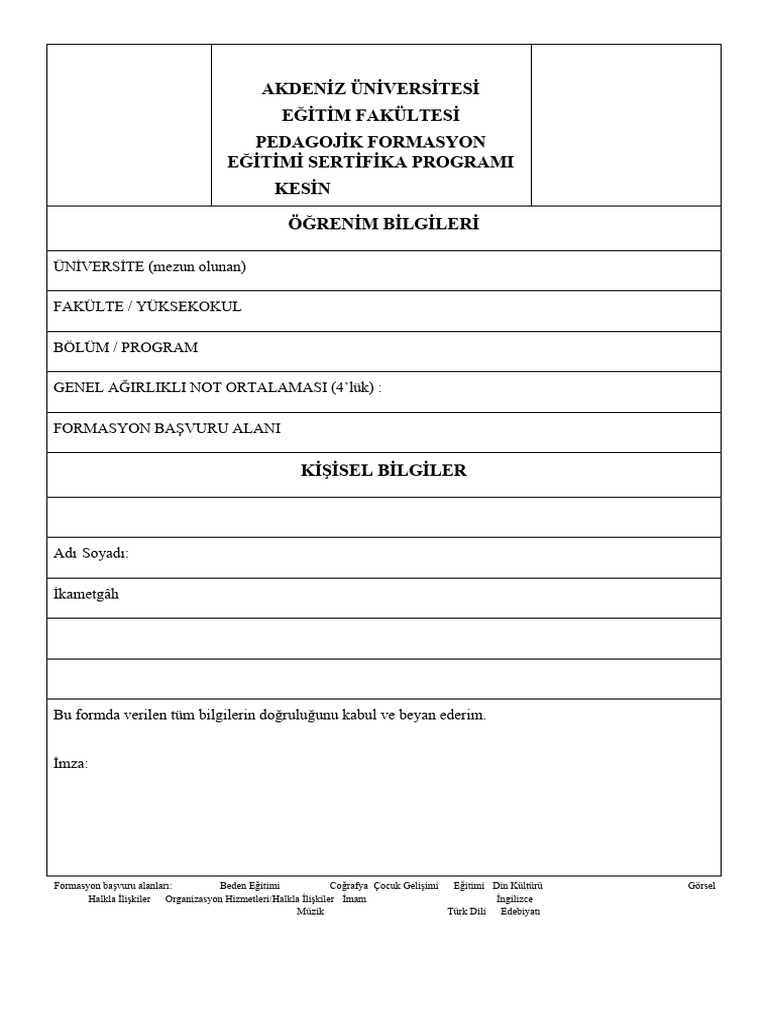 Kesi̇n Kayit Formu | PDF