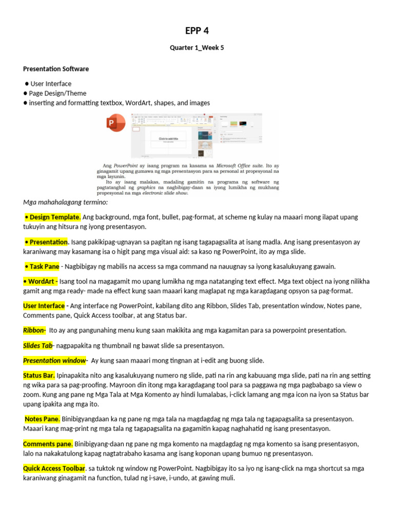 EPP 4 handouts week 5 | PDF