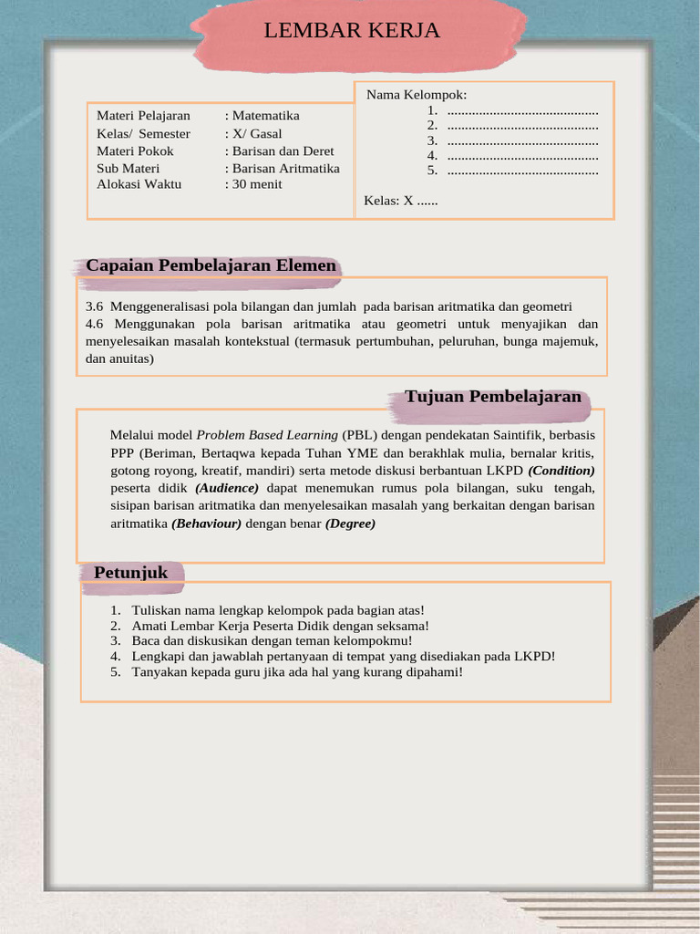 Lembar Kerja Peserta Didik (LKPD) PPL 1 | PDF