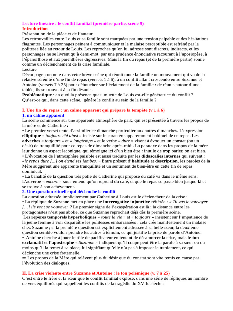 Lagarce Étude Linéaire N°2 Version Corrigée 2 | PDF