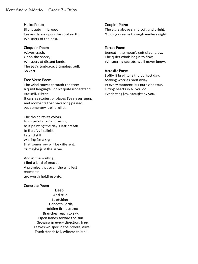 Different Types of Poem | PDF