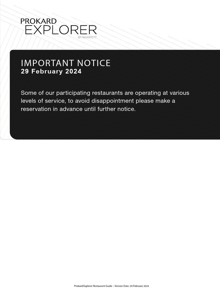 Prokard Hotels and Restaurants List February 2024 | PDF | Hospitality ...