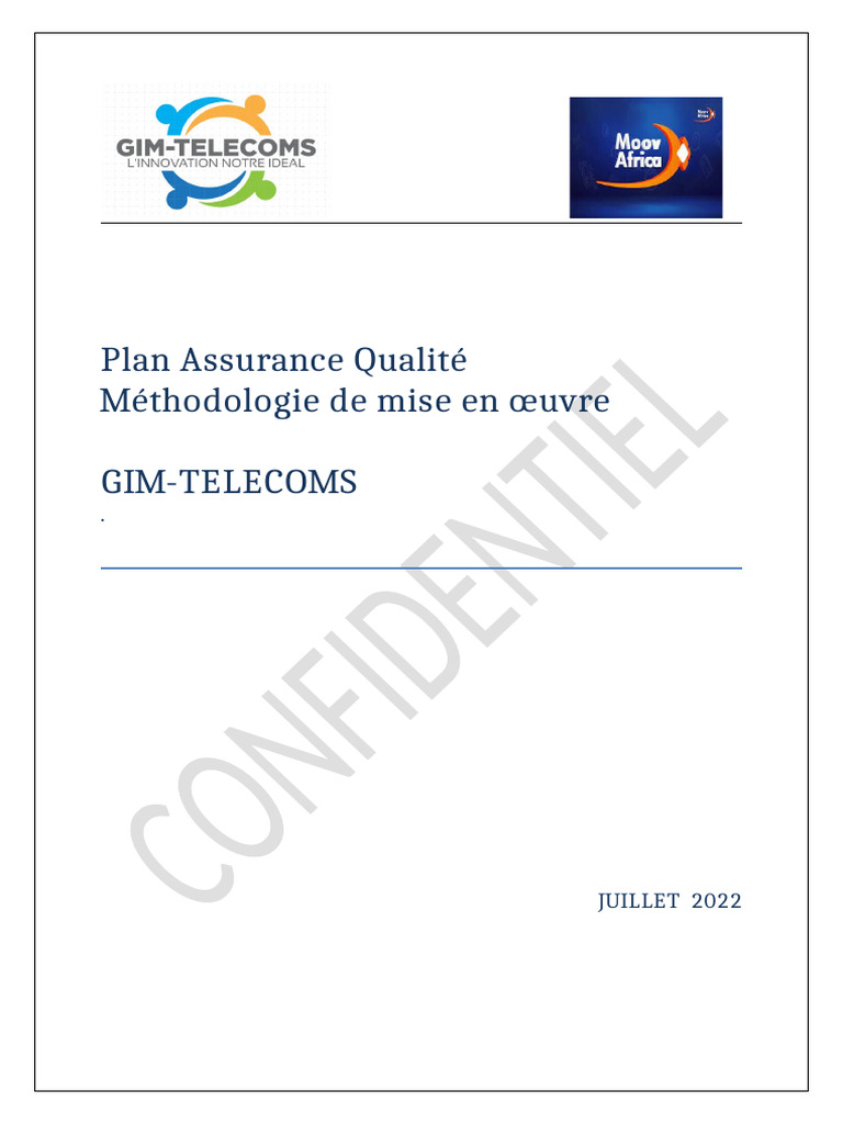 Partie 3 - Plan Assurance Qualité-Mise en Oeuvre Du Projet GIM-TELECOMS ...