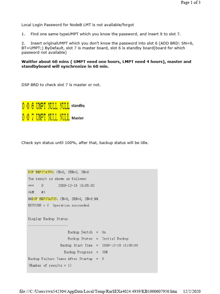 How To Recover NodeB webLMT Password | PDF