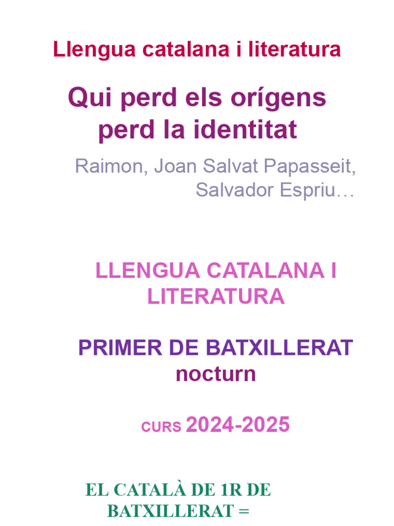 Presentació 1r de Batxillerat | PDF