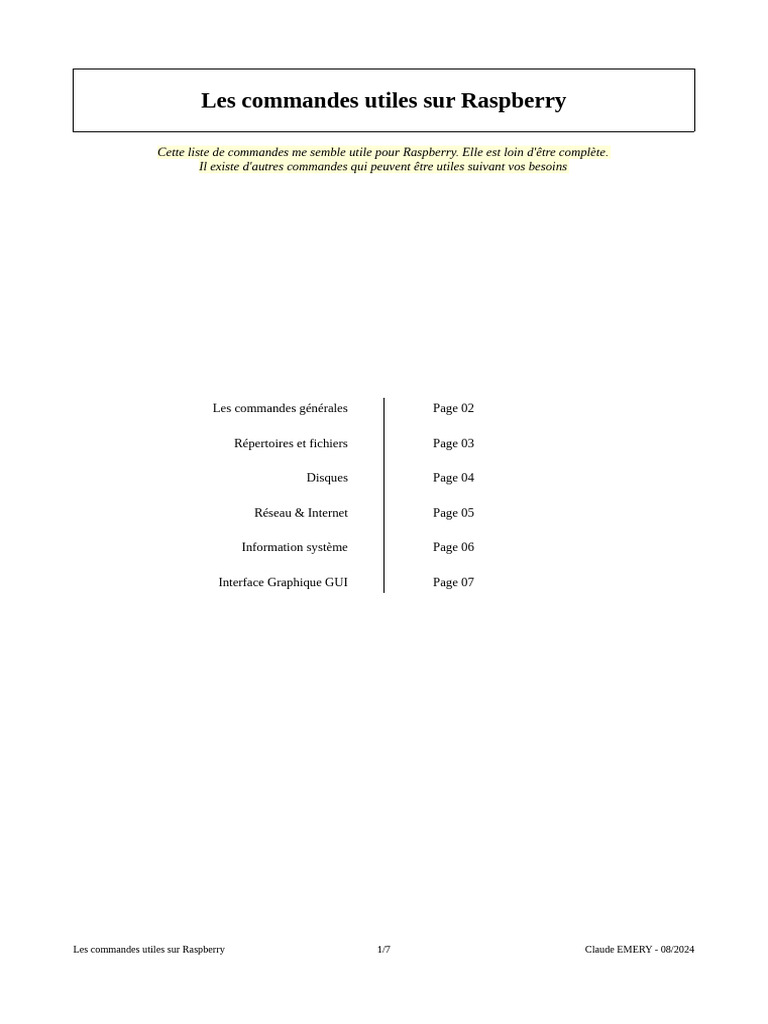 Les Commandes Utiles Sur Raspberry | PDF