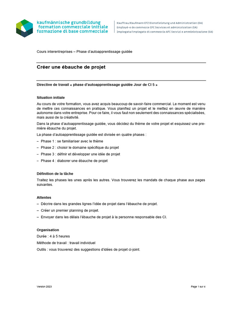 Création D'une Ébauche de Projet | PDF